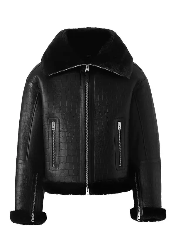 Mackage Memphis Croc-effect Shearling Jacket - Black