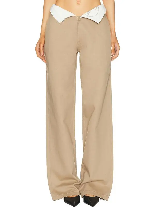 JADE CROPPER Foldover Waist Pant - Beige