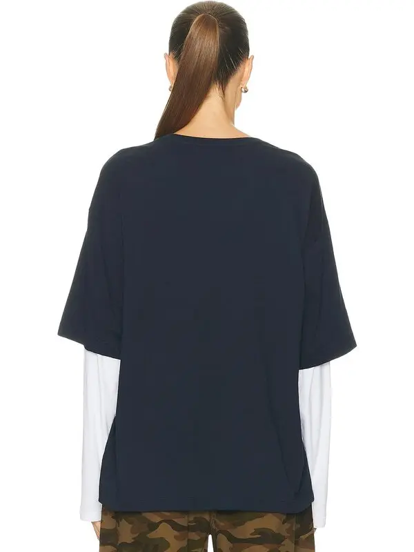GRLFRND Layered Long Sleeve Tee - Navy & White