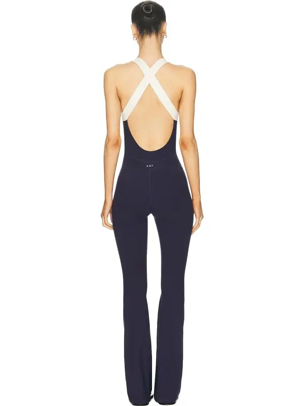 437 The Sculpt Onesie - Navy & Creme