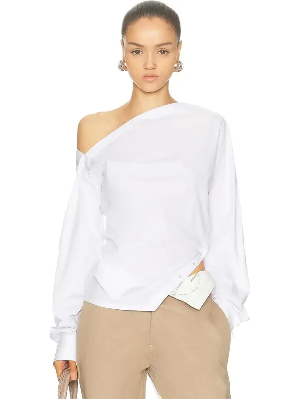 JADE CROPPER Open Shoulder Top - White