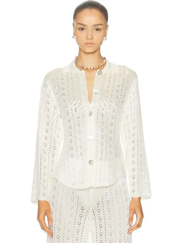 Calle Del Mar Tailored Eyelet Shirt - Natural