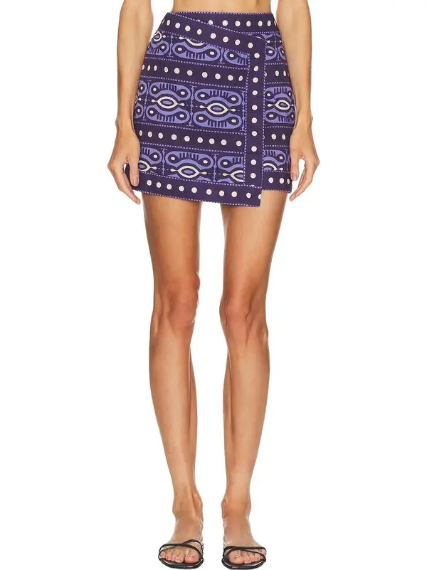 Johanna Ortiz Hunting Roots Wrap Skirt - Navy & Ecru