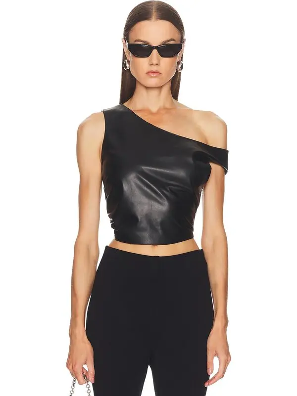 EZR Off Shoulder Leather Top - Black