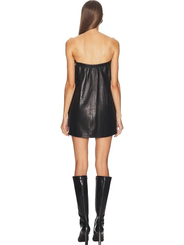 EZR Oversize Pocket Leather Dress - Black