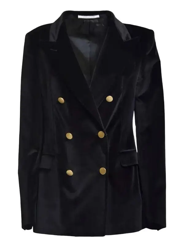 Tagliatore Double-breasted Velvet Blazer - Black