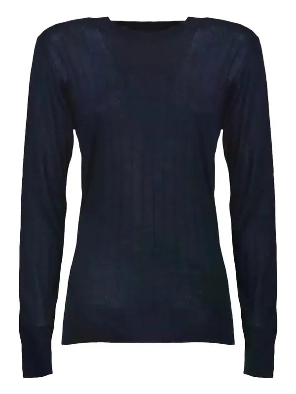 Tagliatore Ribbed Crew Neck Sweater - Blue