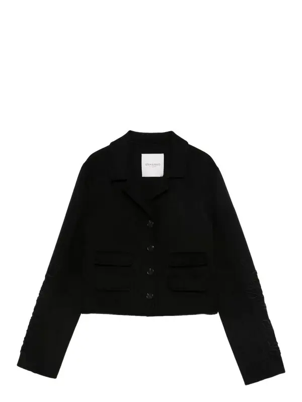 ERMANNO FIRENZE Embroidered Cropped Jacket - Black