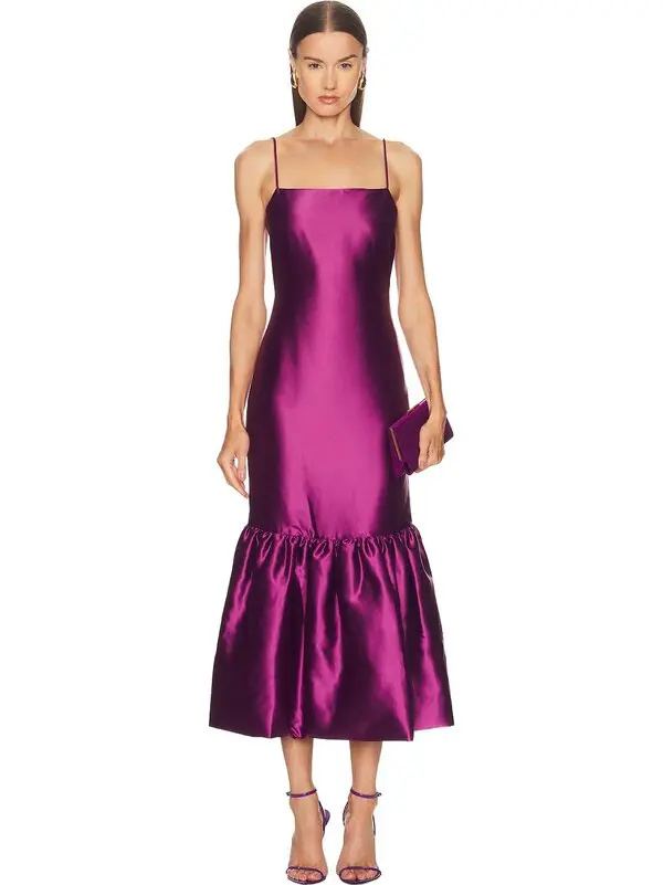 Caroline Constas Sydney Ruffle Hem Gown - Amethyst