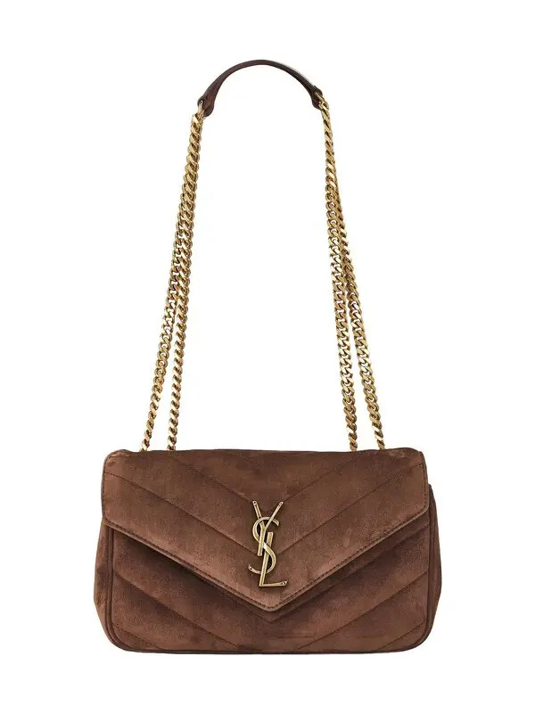 Saint Laurent Small Loulou Chain Bag - Bark Brown