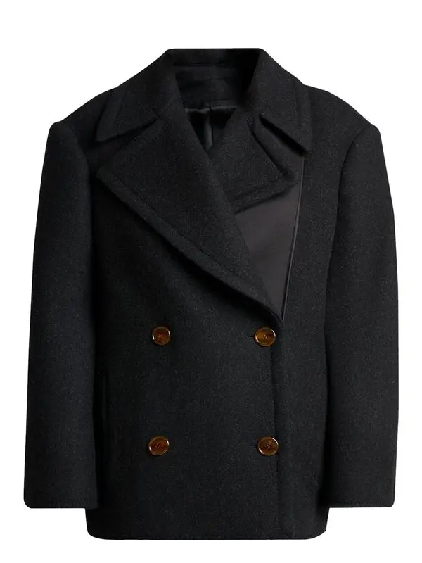 LANVIN Wool Double-breasted Overcoat - Anthracite