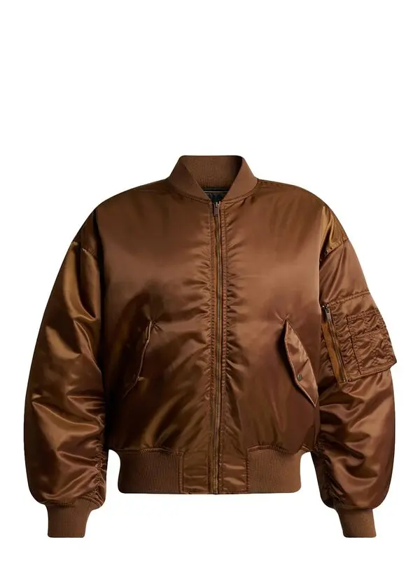 Saint Laurent Satin Bomber Jacket - Brun