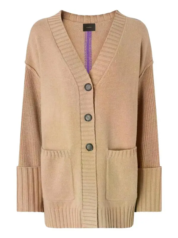 Pinko Ribbed Cardigan With Pockets - Neutrals