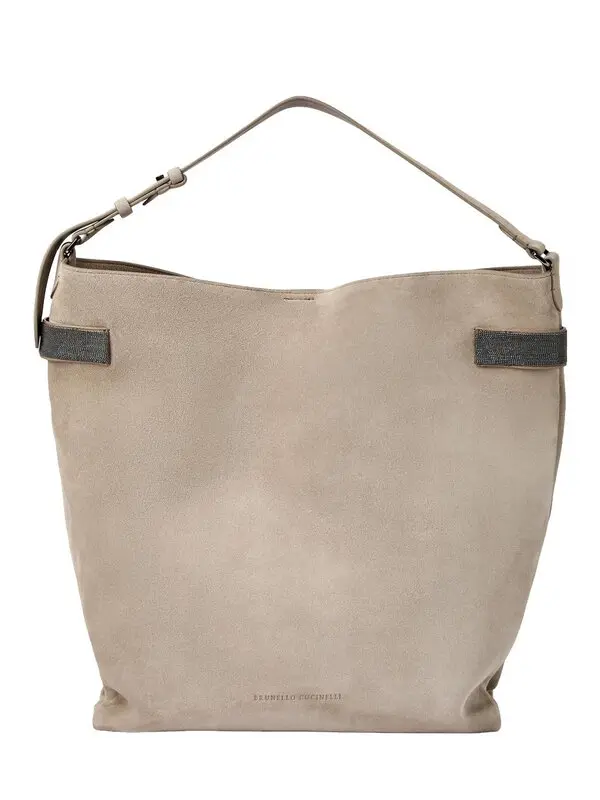 Brunello Cucinelli Suede Essence Hobo Bag - Grey