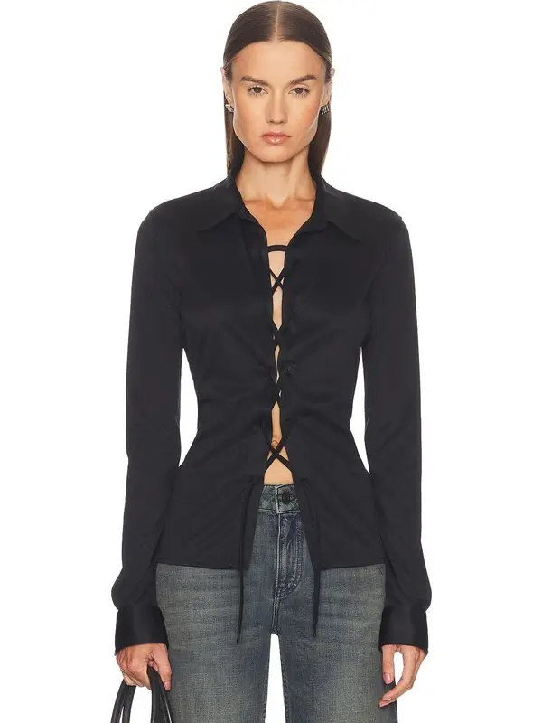 Balenciaga Lace-up Shirt - Black