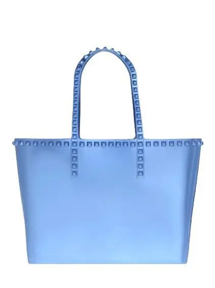 Carmen Sol Seba Studded Jelly Tote Bag - Baby Blue Metallic