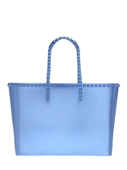 Carmen Sol Angelica Studded Tote Bag - Baby Blue Metallic
