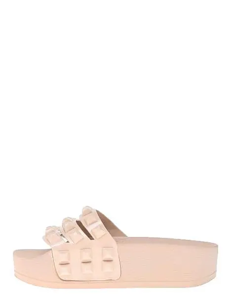 Carmen Sol Platform Slides With Borchia Studs - Blush