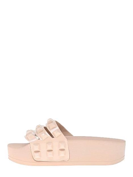 Carmen Sol Platform Slides With Borchia Studs - Blush