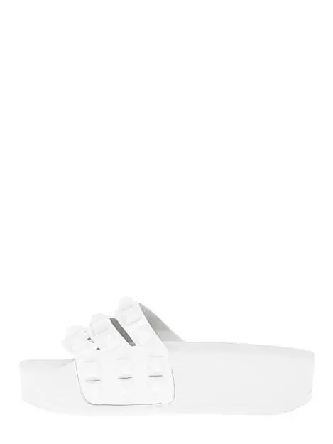 Carmen Sol Platform Slides With Borchia Studs - White