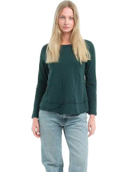 WILT CLOTHING Long Sleeve Mock Layer Tee - Dark Sea