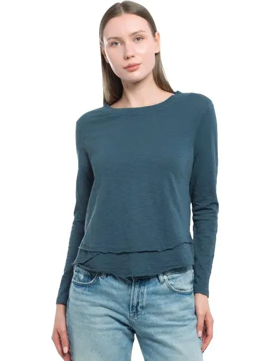 WILT CLOTHING Long Sleeve Mock Layer Tee - Legion Blue