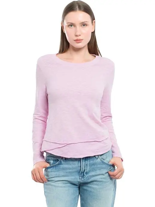 WILT CLOTHING Long Sleeve Mock Layer Tee - Mauve Mist