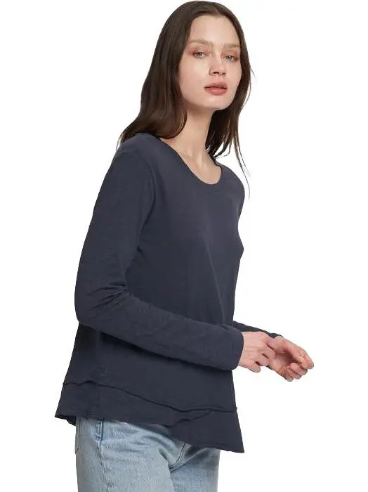 WILT CLOTHING Long Sleeve Mock Layer Tee - White