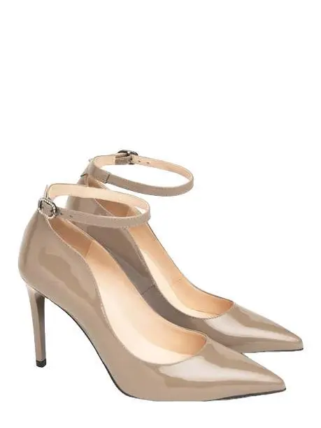 NEROGIARDINI Ankle Strap Pointed Toe Pump - Taupe