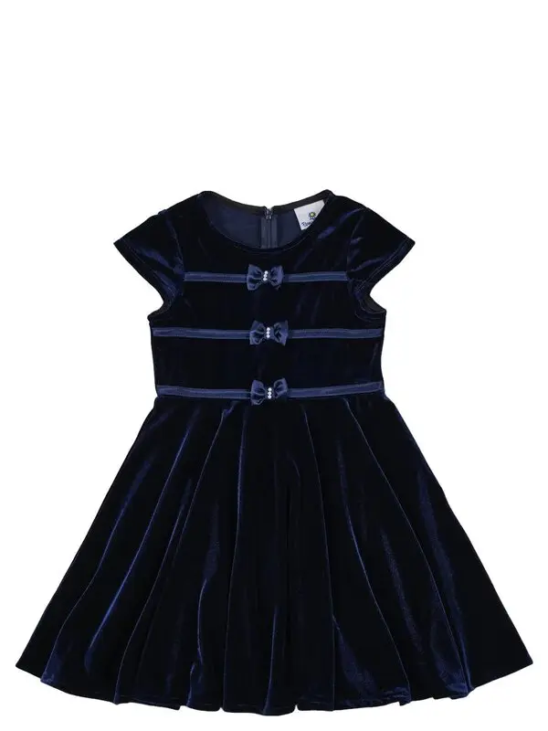 FLORENCE EISEMAN Stretch Velvet Dress With Pearl Detail - Navy