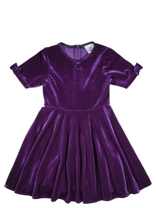 FLORENCE EISEMAN Stretch Velvet Dress With Bow Sleeve Detail - Purple