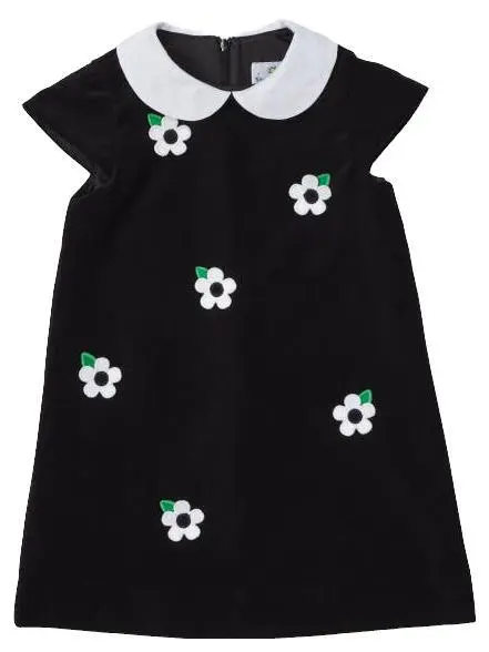 FLORENCE EISEMAN Velvet Dress With Appliqué Flowers - Black