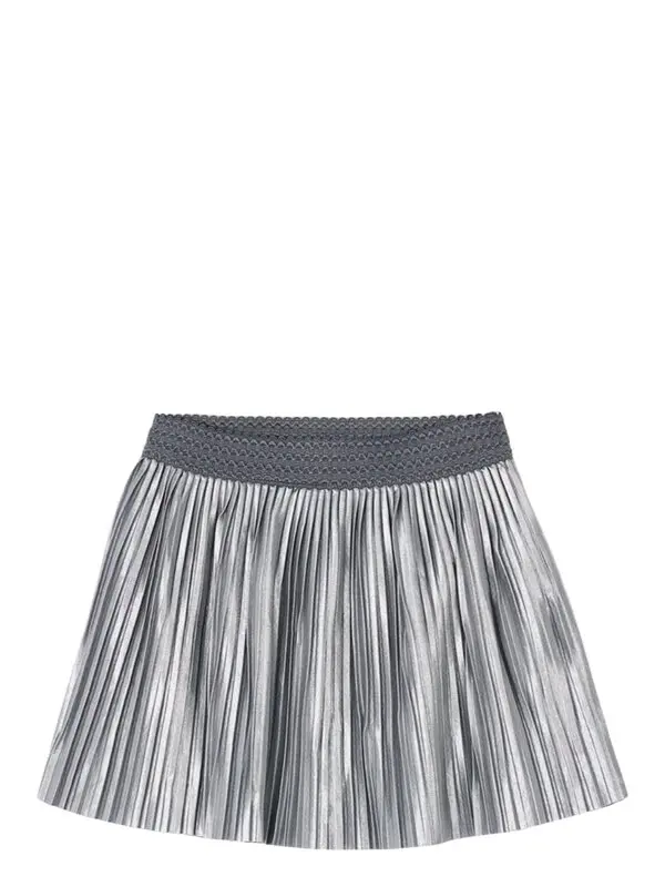 MAYORAL Girls' Pleated Skirt - Metallic Silver