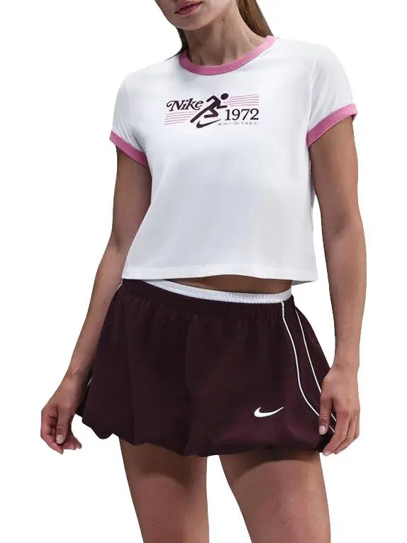 Nike Sportswear Crop 1972 Marathon Ringer T-shirt - White/playful Pink