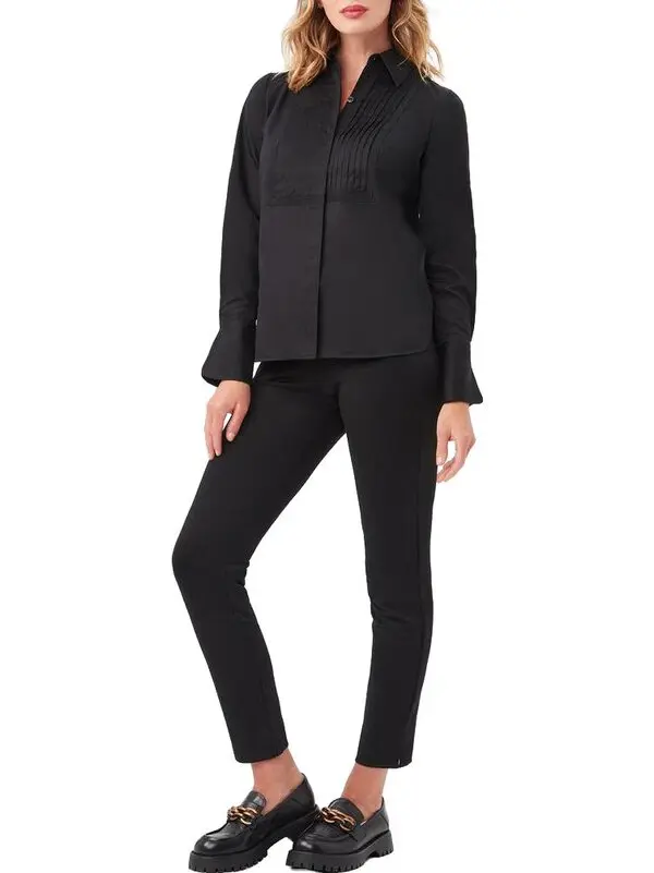 Trina Turk Delancey Tuxedo Button-up Top - Black