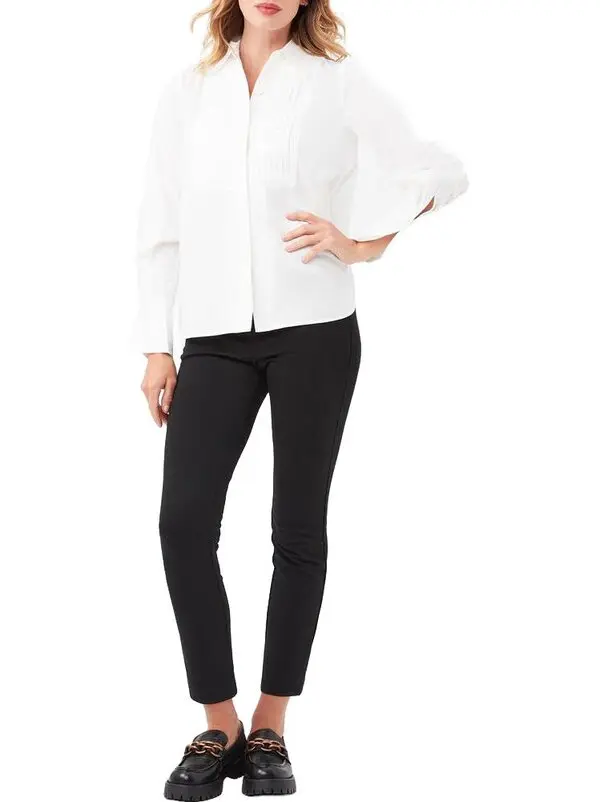 Trina Turk Delancey Tuxedo Button-up Top - White
