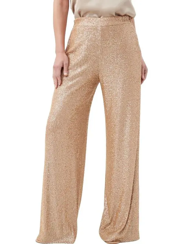 Trina Turk Atarashii Wide-leg Sequin Pants - Gold