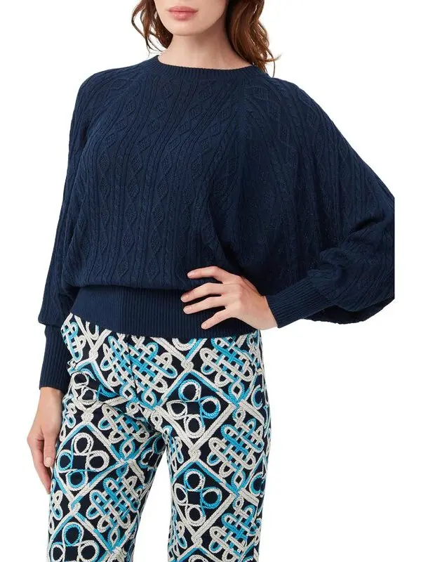 Trina Turk Cableknit Pullover Sweater - Indigo