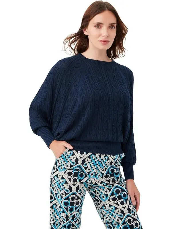 Trina Turk Blue Cove Cable Knit Pullover - Indigo