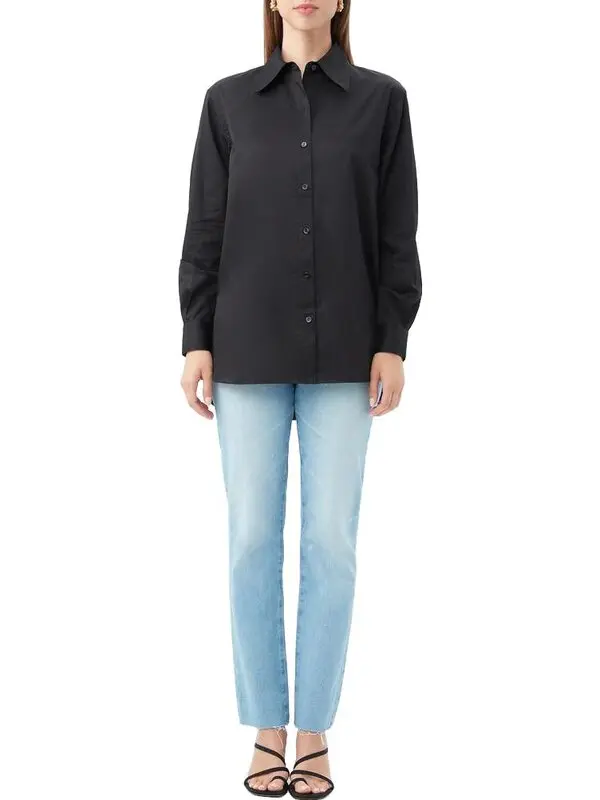 Trina Turk Litsa Oversized Poplin Button-up Top - Black