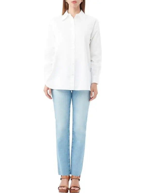 Trina Turk Litsa Oversized Poplin Button-up Top - White