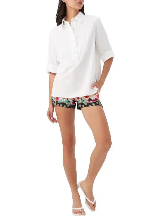 Trina Turk Portrait Cotton Poplin Top - White