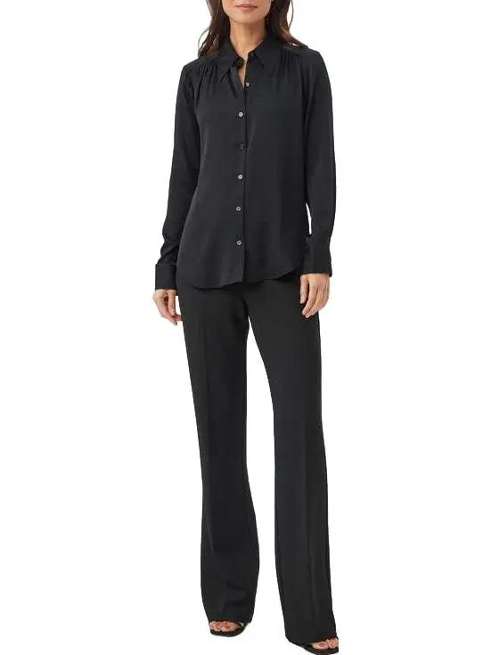 Trina Turk Cassavetes Silk-blend Button-up Top - Black