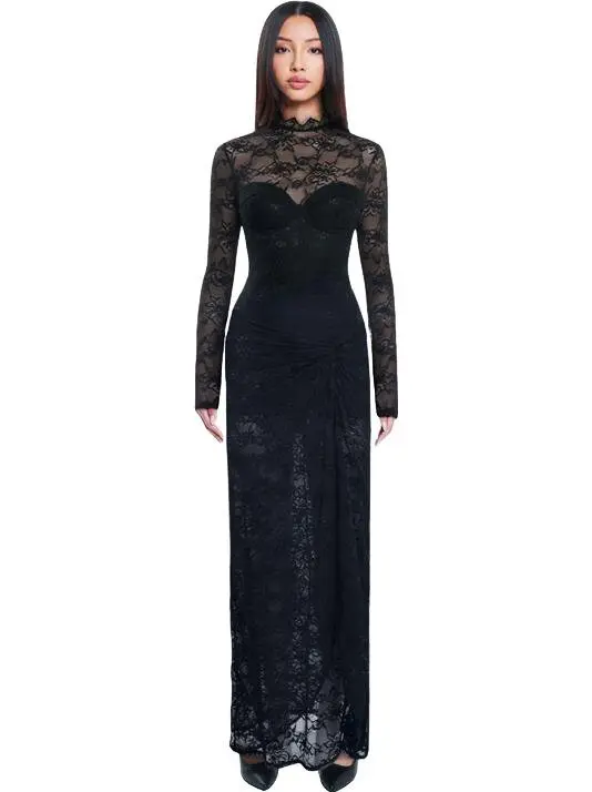 OW Adelle Maxi Dress - Black Lace