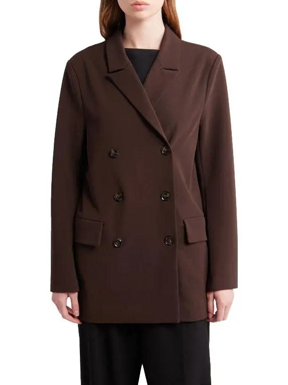 Dra Anthony Double-breasted Longline Blazer - Brown
