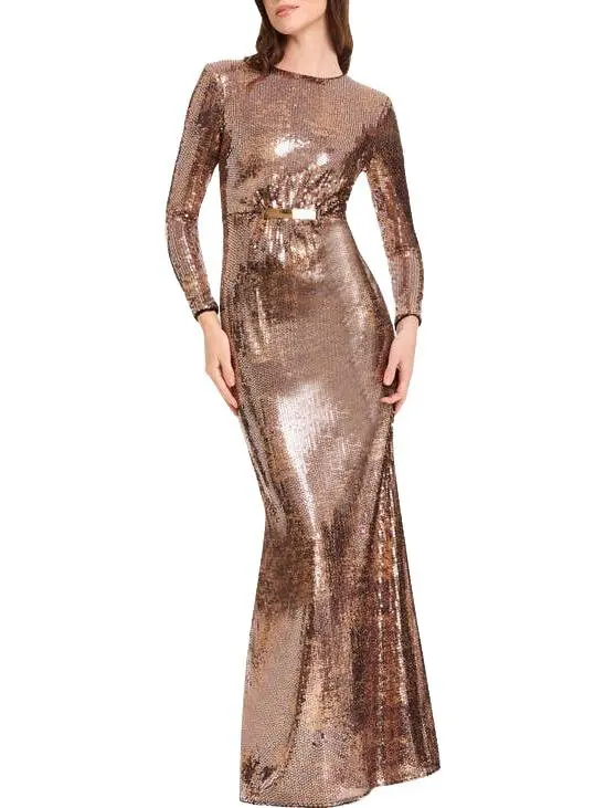 Dress The Population Johanna Sequin Mermaid Gown - Rose Copper