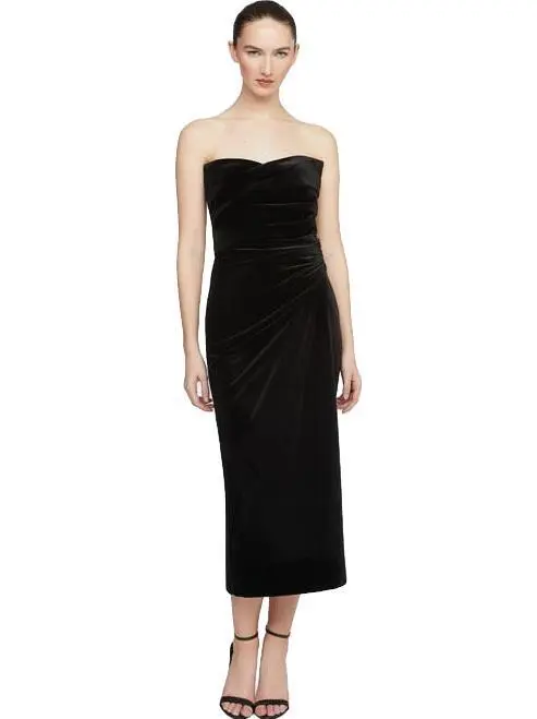 Halston Imara Velvet Midi Dress - Black