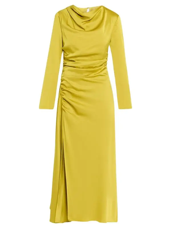 Simkhai Odessa Draped Long-sleeve Midi Dress - Pear