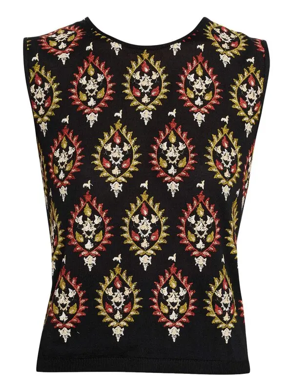 Giambattista Valli Embroidered Cashmere-silk Knit Vest - Black