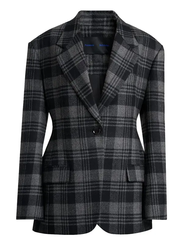 Proenza Schouler Daria Plaid Jacket - Grey Multi